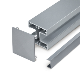 FHC | A48EKS Aluminum Windscreen End Post Kit - 48" Tall - Silver Metallic | Frameless Hardware ...